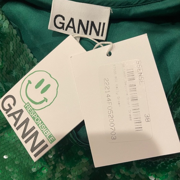 Ganni | Dresses | Nwt Ganni Green Sequin Mini Dress | Poshmark